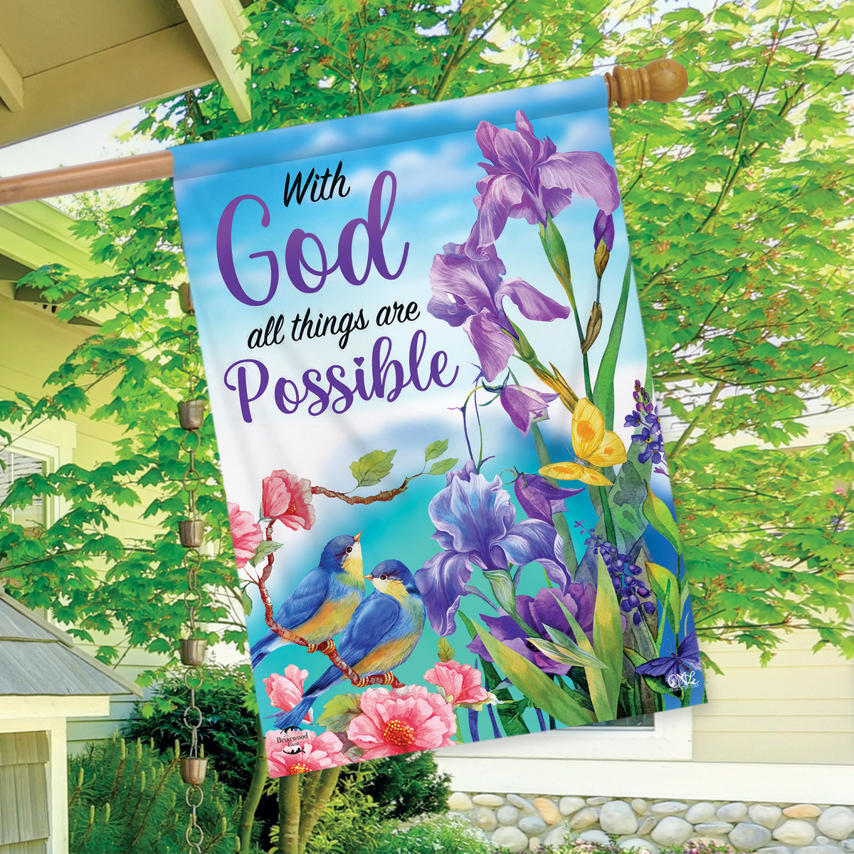 With God Religious House Flag - Briarwood Lane