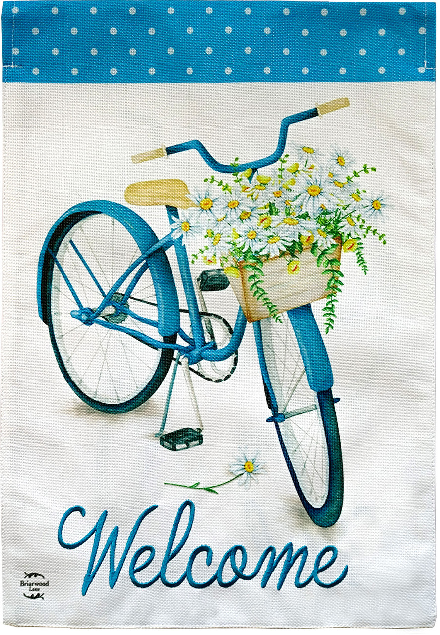 Spring Bike Welcome Burlap Garden Flag - Briarwood Lane