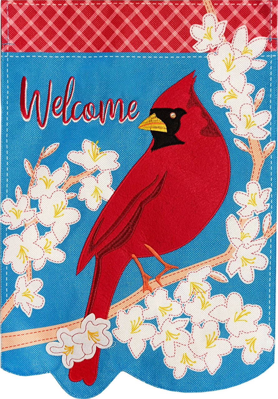 Spring Cardinal Welcome Burlap Garden Flag - Briarwood Lane