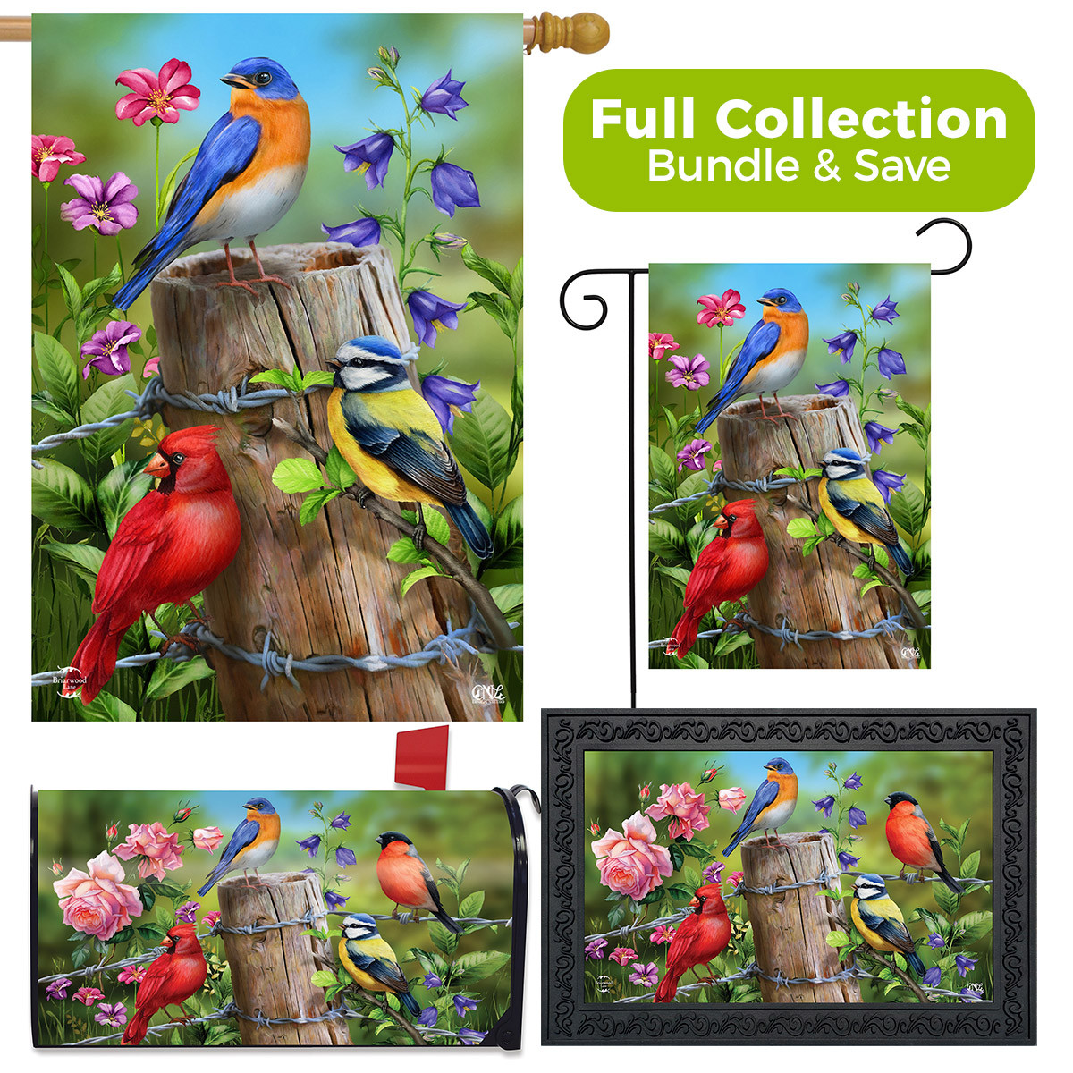 Fence Post Birds Spring Design Collection - Briarwood Lane