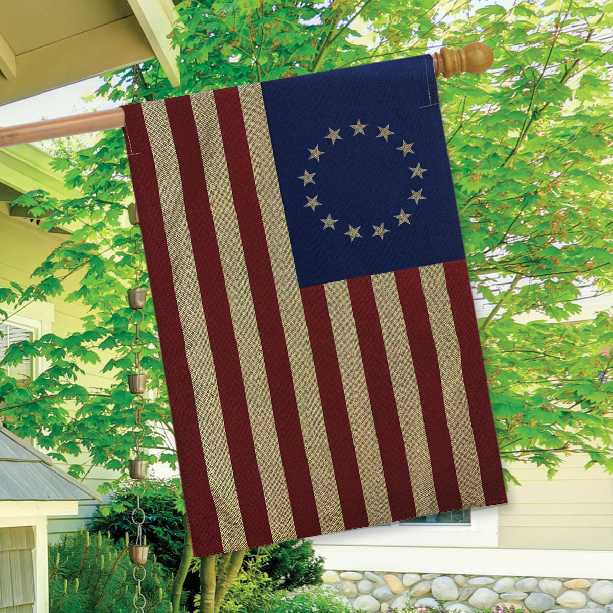 Betsy Ross Burlap House Flag - Briarwood Lane