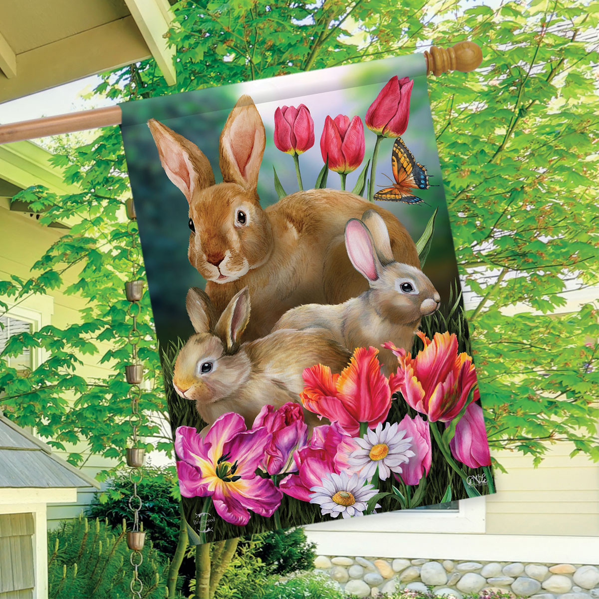 Bunny Family House Flag - Briarwood Lane