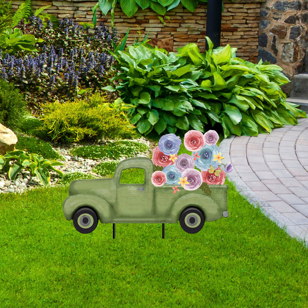 Happy Spring Pickup Truck Metal Art - Briarwood Lane