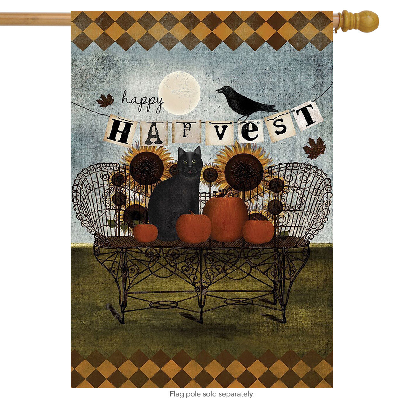Happy Harvest Primitive Fall House Flag - Briarwood Lane
