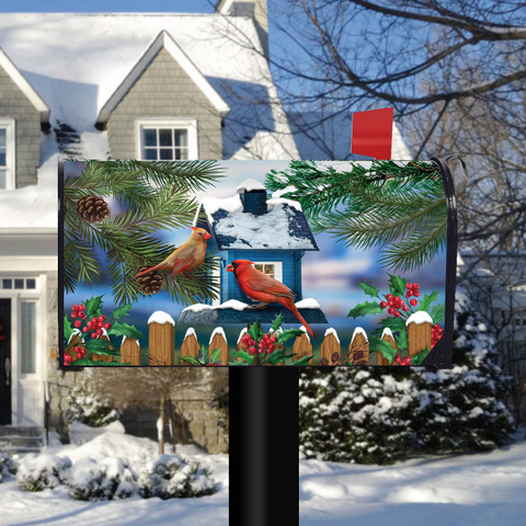 Snow Day Cardinals Winter Mailbox Cover - Briarwood Lane