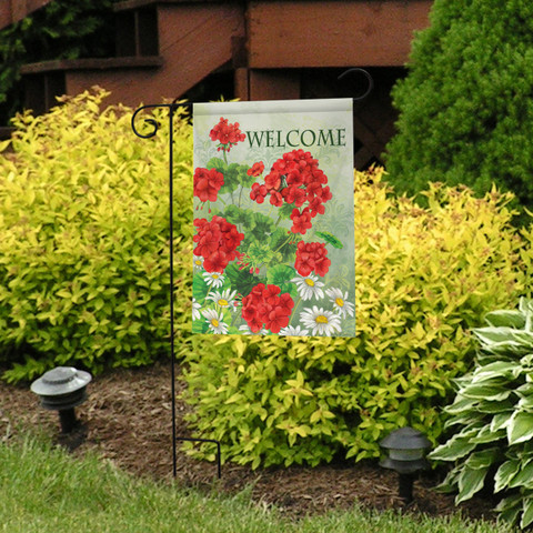 Red Geraniums Summer Garden Flag - Briarwood Lane