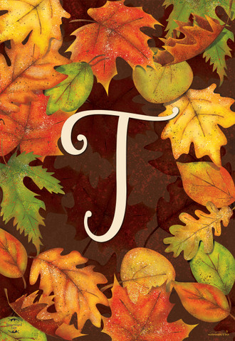 Fall Leaves Monogram Letter T Garden Flag - Briarwood Lane