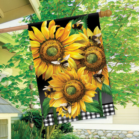 Buzzing Sunflowers House Flag - Briarwood Lane