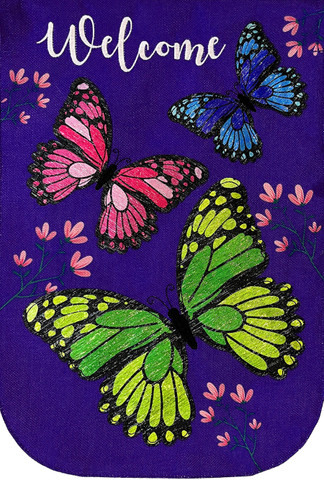 Butterfly Trio Burlap House Flag - Briarwood Lane