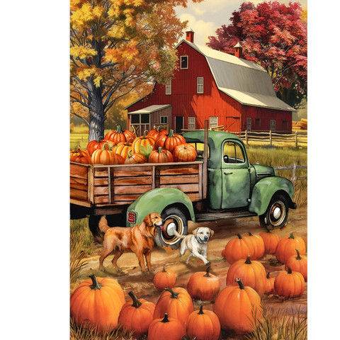 Autumn Farm House Flag - Briarwood Lane