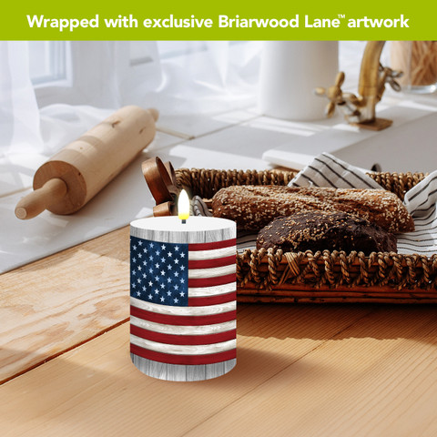 Wooden American Flag Flameless Candle - Briarwood Lane
