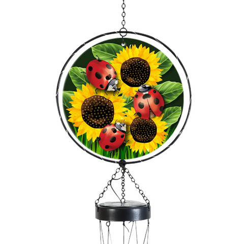 Ladybugs and Sunflowers Illuminated Wind Chime - Briarwood Lane