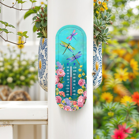 Dragonfly Garden Metal Thermometer - Briarwood Lane