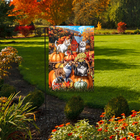 Pumpkin Patch Cats Garden Flag - Briarwood Lane