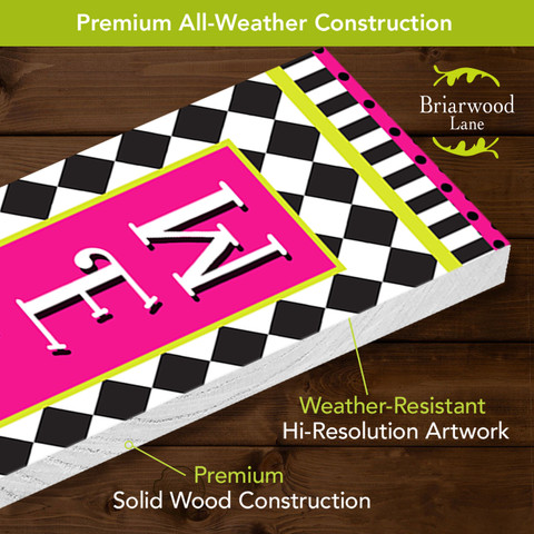 Neon Checkerboard Pine Reversible Porch Leaner - Briarwood Lane