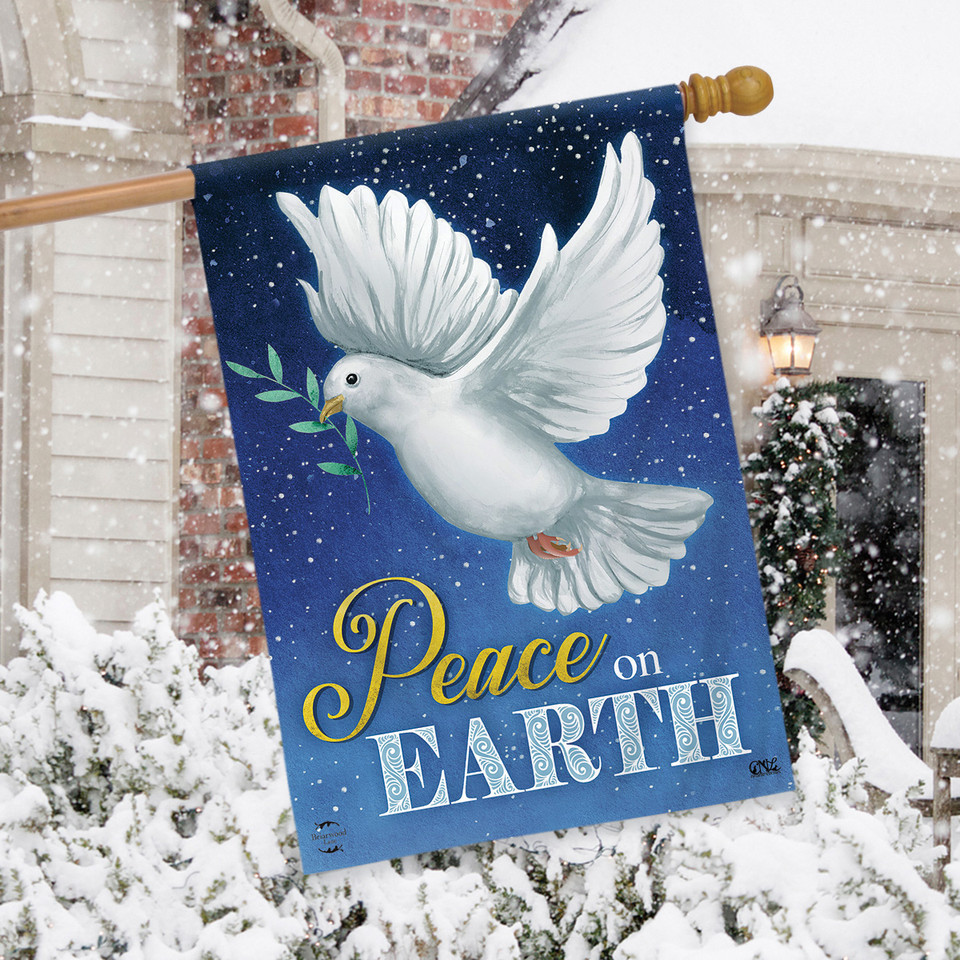 Peace on Earth Dove Christmas House Flag - Briarwood Lane