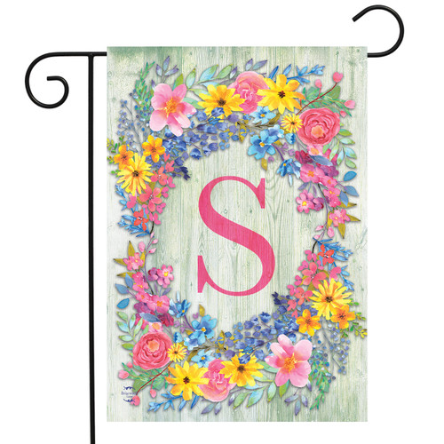 Spring Monogram Letter S Garden Flag - Briarwood Lane