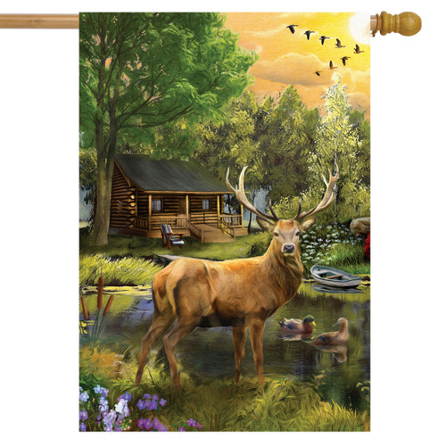 Great Outdoors Elk House Flag - Briarwood Lane
