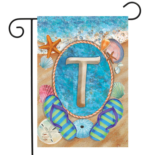Summer Monogram Letter T Garden Flag - Briarwood Lane