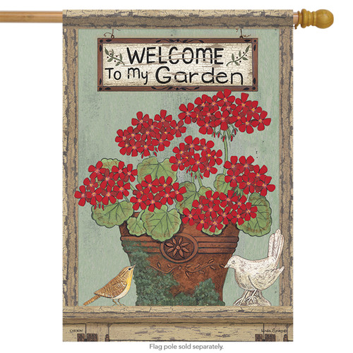 Welcome Geraniums Summer Floral House Flag - Briarwood Lane