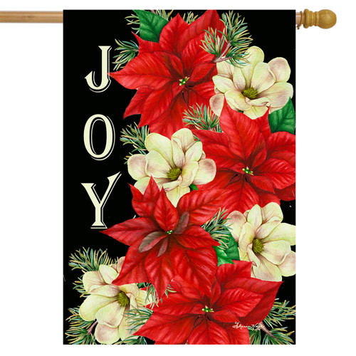 Joy Poinsettias Christmas House Flag - Briarwood Lane