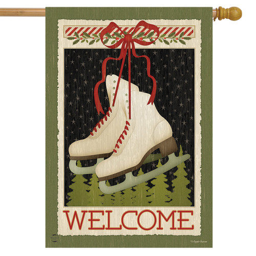Winter Ice Skates Primitive House Flag - Briarwood Lane