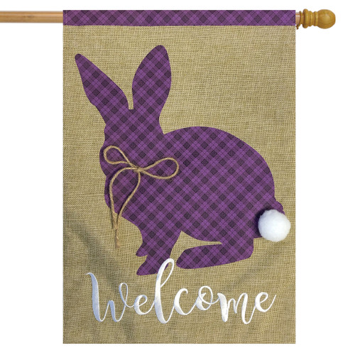 Cottontail Rabbit Spring Burlap House Flag - Briarwood Lane