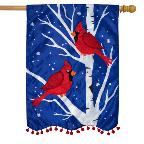 Winter Cardinals Applique House Flag - Briarwood Lane