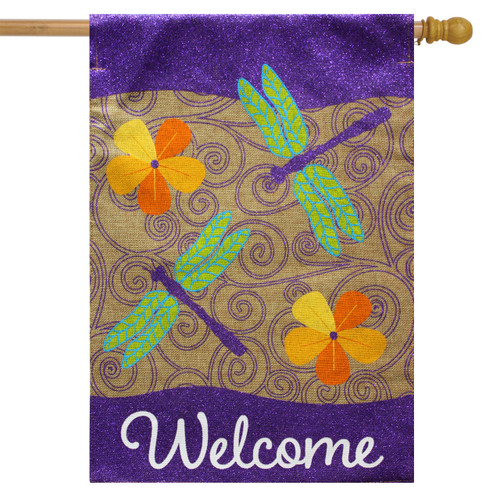 Dragonflies Burlap House Flag - Briarwood Lane