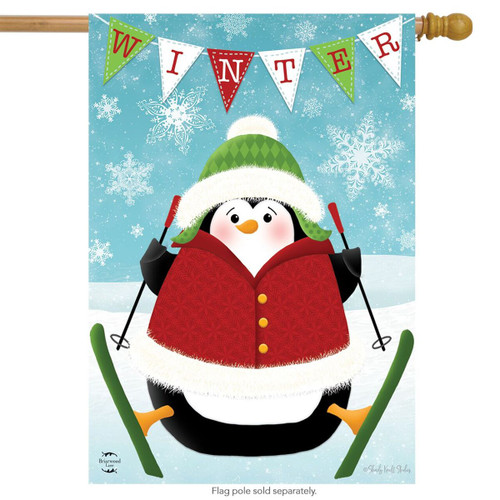 Winter Penguin Primitive House Flag - Briarwood Lane