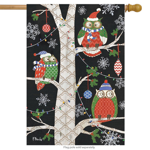 Holiday Owls Primitive House Flag - Briarwood Lane