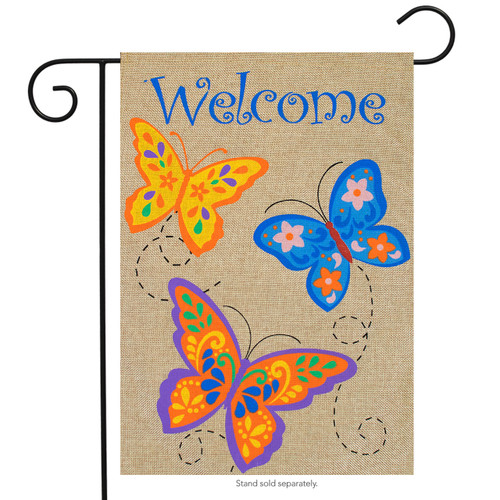 Welcome Butterfly Spring Burlap Garden Flag - Briarwood Lane