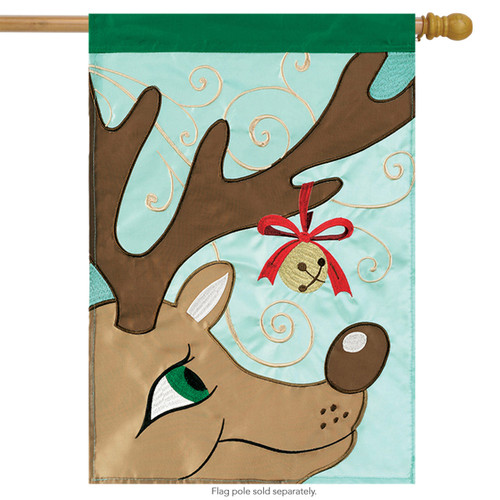 Reindeer Christmas Applique House Flag - Briarwood Lane
