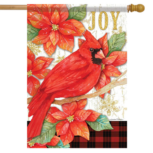 Joy Poinsettia Christmas House Flag - Briarwood Lane