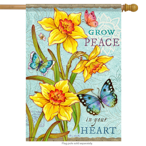 Daffodils and Butterflies Spring House Flag - Briarwood Lane