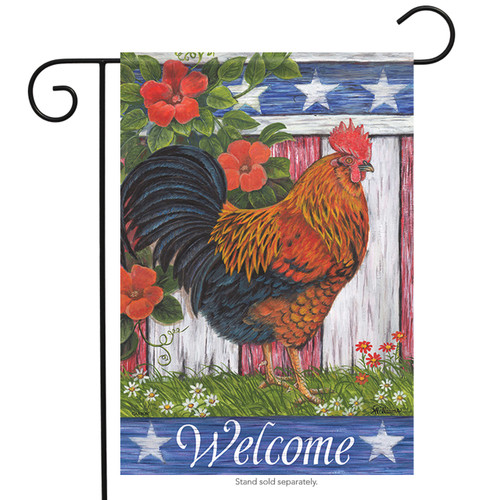 Patriotic Rooster Primitive Summer Garden Flag - Briarwood Lane