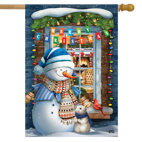 Christmas Window Snowman House Flag - Briarwood Lane