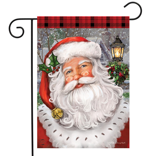 Checkered Santa Christmas Garden Flag - Briarwood Lane