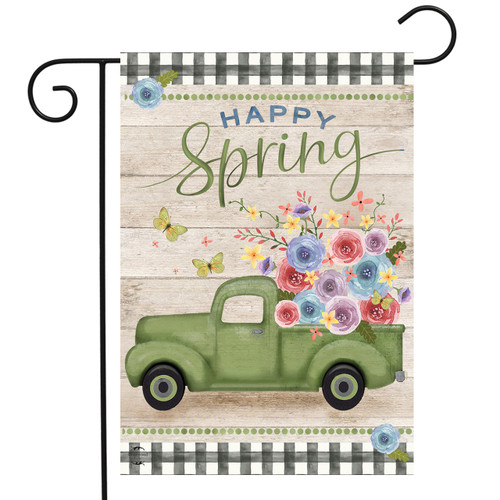 Happy Spring Pickup Truck Floral Garden Flag - Briarwood Lane