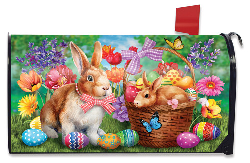 Bunnies And Basket Easter Mailbox Cover - Briarwood Lane