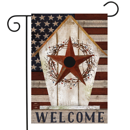 Rustic American Birdhouse Primitive Garden Flag - Briarwood Lane