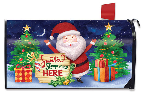 Santa Stop Here Humor Christmas Mailbox Cover - Briarwood Lane