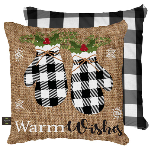 Checkered Mittens Winter Decorative Pillow - Briarwood Lane
