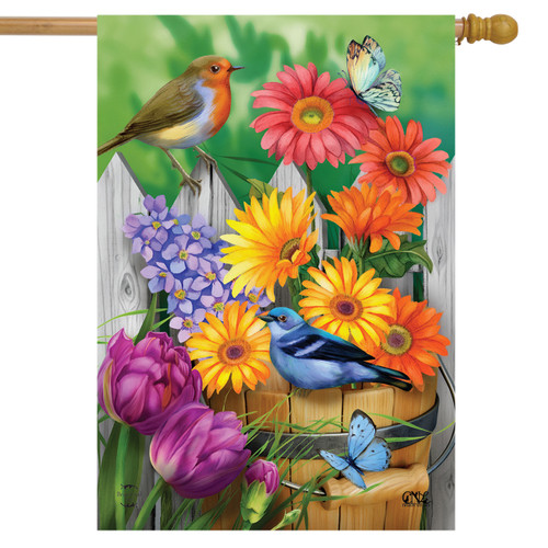 Birds And Blooms Spring House Flag - Briarwood Lane