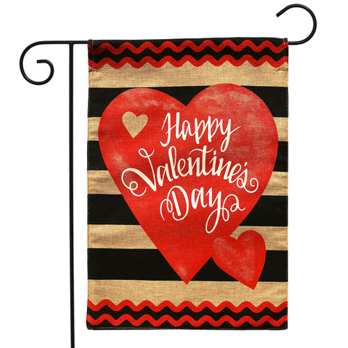 Striped Valentine's Day Burlap Garden Flag - Briarwood Lane