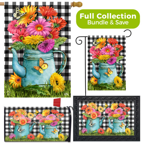 Gerber Daisy Watering Can Spring Design Collection - Briarwood Lane