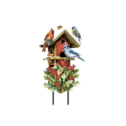Winter Birdhouse Gathering Metal Art - Briarwood Lane
