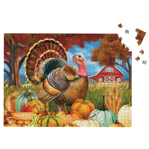 Turkey and Pumpkins 1000 Piece Jigsaw Puzzle - Briarwood Lane