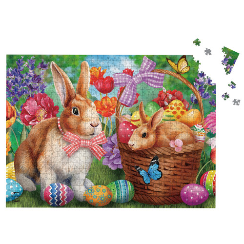 Bunnies and Basket Easter 1000 Piece Jigsaw Puzzle - Briarwood Lane