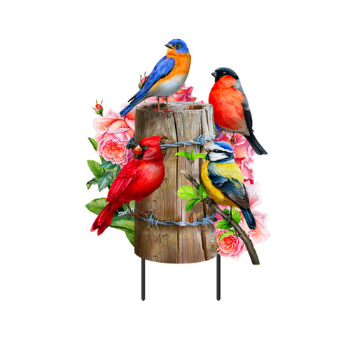 Fence Post Birds Metal Art - Briarwood Lane